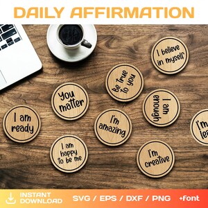 Daily Affirmation Pocket Tokens SVG, Reassurance, Bucket List Tokens ...