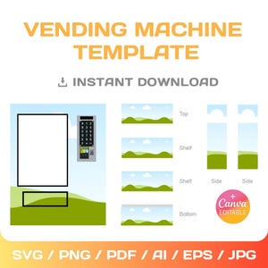 Vending Machine Template, 8x10, 12x16, 16x20, Editable, DIY, Vending ...