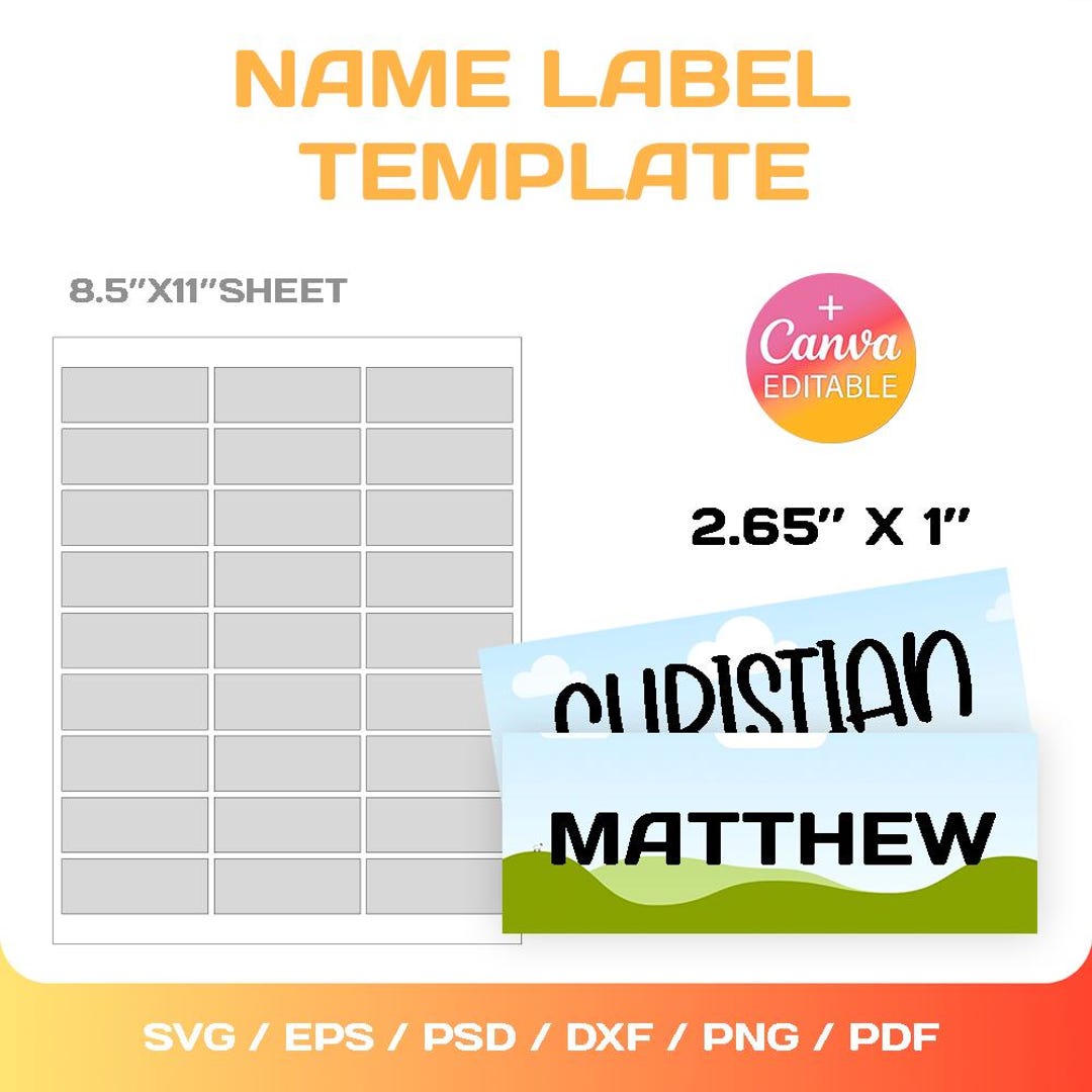 Editable, Name Label Template, DIY, Custom, Name Tag, School Label, Svg ...