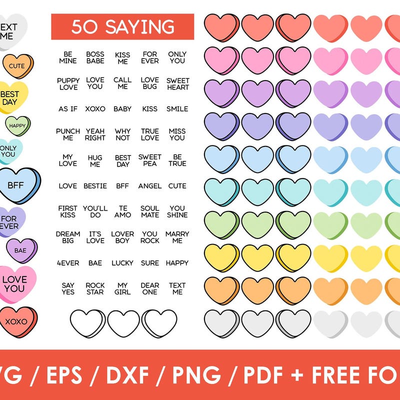 Candy Heart Clipart - Etsy