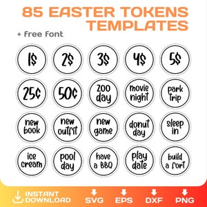 Easter Activity Tokens SVG, Laser Cut File, Kid Reward Coins for Eggs ...