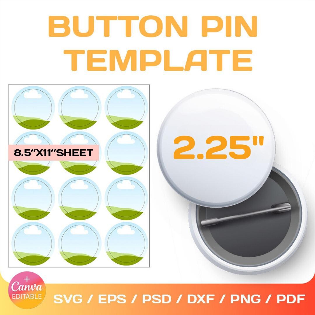 2.25'', Button Pin Blank Template, Button Pin Svg, Badge Circle Labels ...