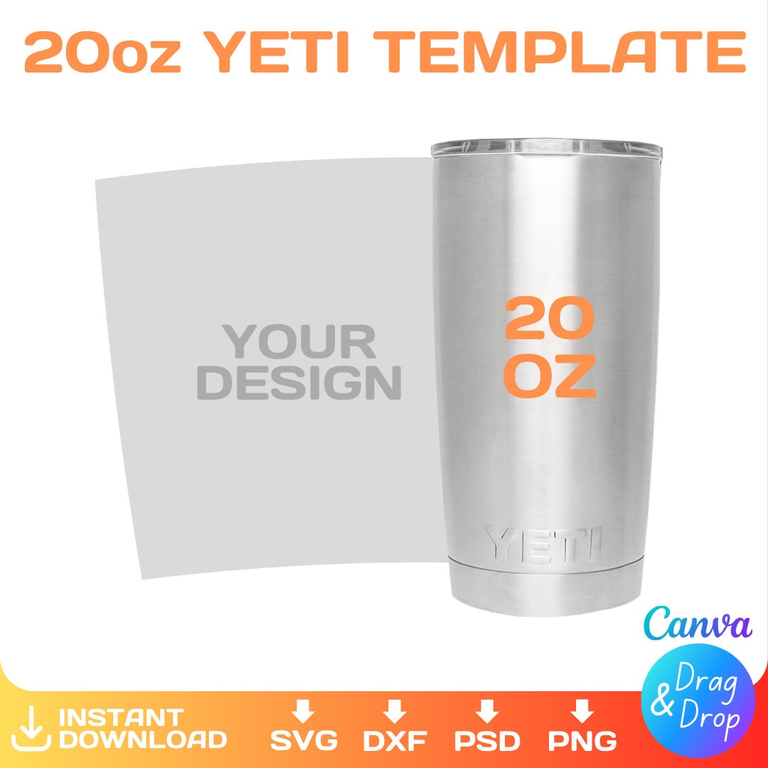 20oz Yeti Tumbler Blank Template for Sublimation, Full Wrap, Canva ...