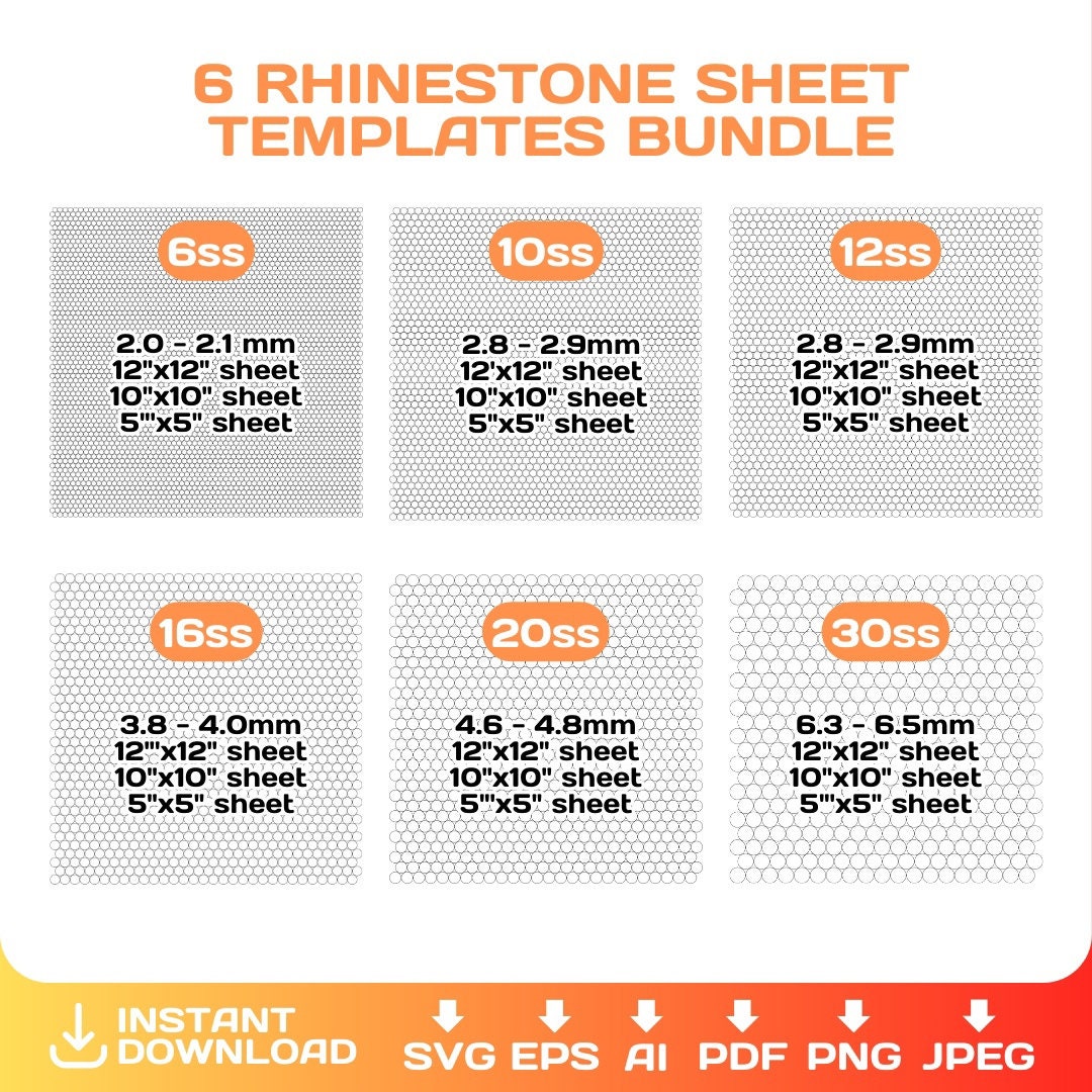 Rhinestone Sheet Blank Template, BUNDLE, Honeycomb Pattern, 6ss, 10ss ...