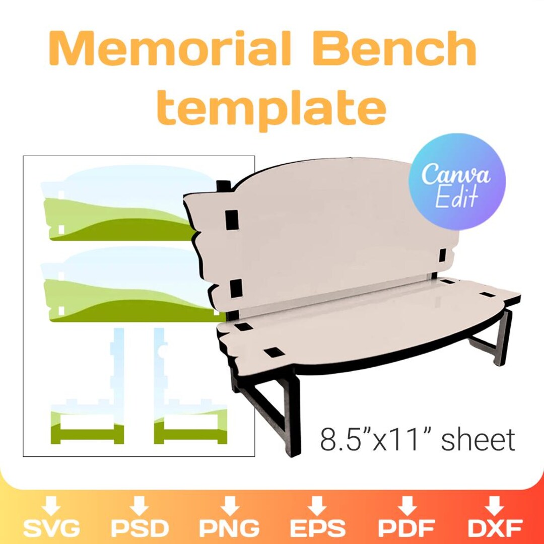 Memorial Bench Blank Template, DIY, Memory Keepsake, Custom, Canva ...