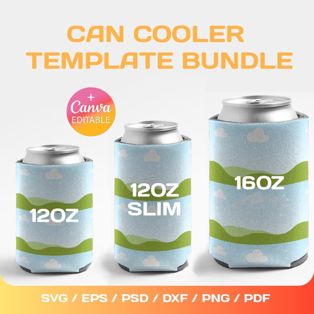 Can Cooler Template Bundle: Sublimation Design (SVG, PNG, PSD) - Etsy