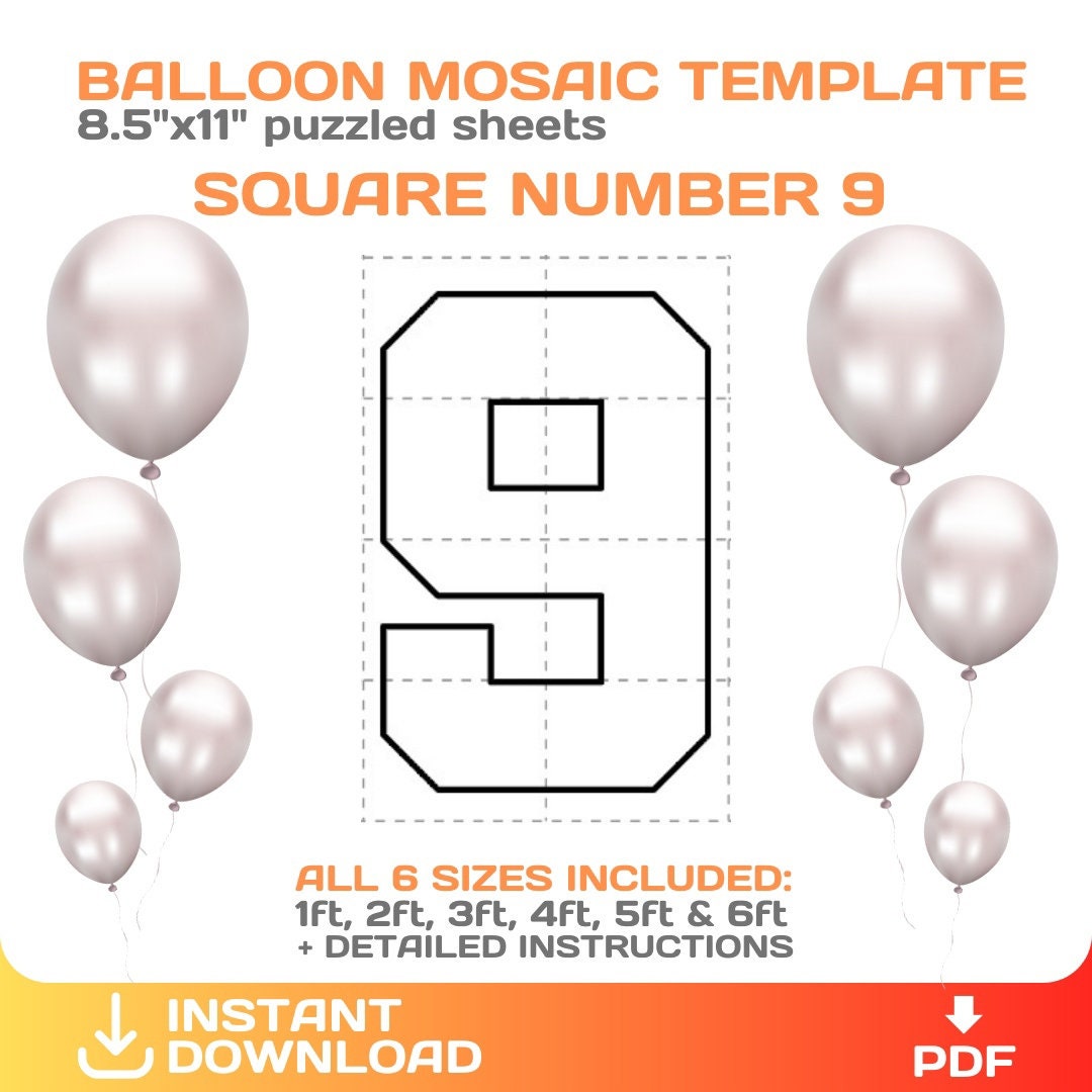 Square Number 9, Marquee | Mosaic From Balloons, DIY, Nine Number ...