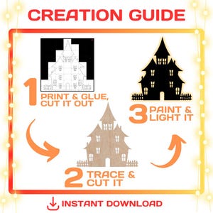 Haunted House Scene Silhouette Template, Halloween Stencils, Yard ...