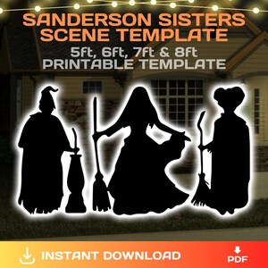 Sanderson Sisters Scene Silhouette Template, Halloween Stencils, Yard ...