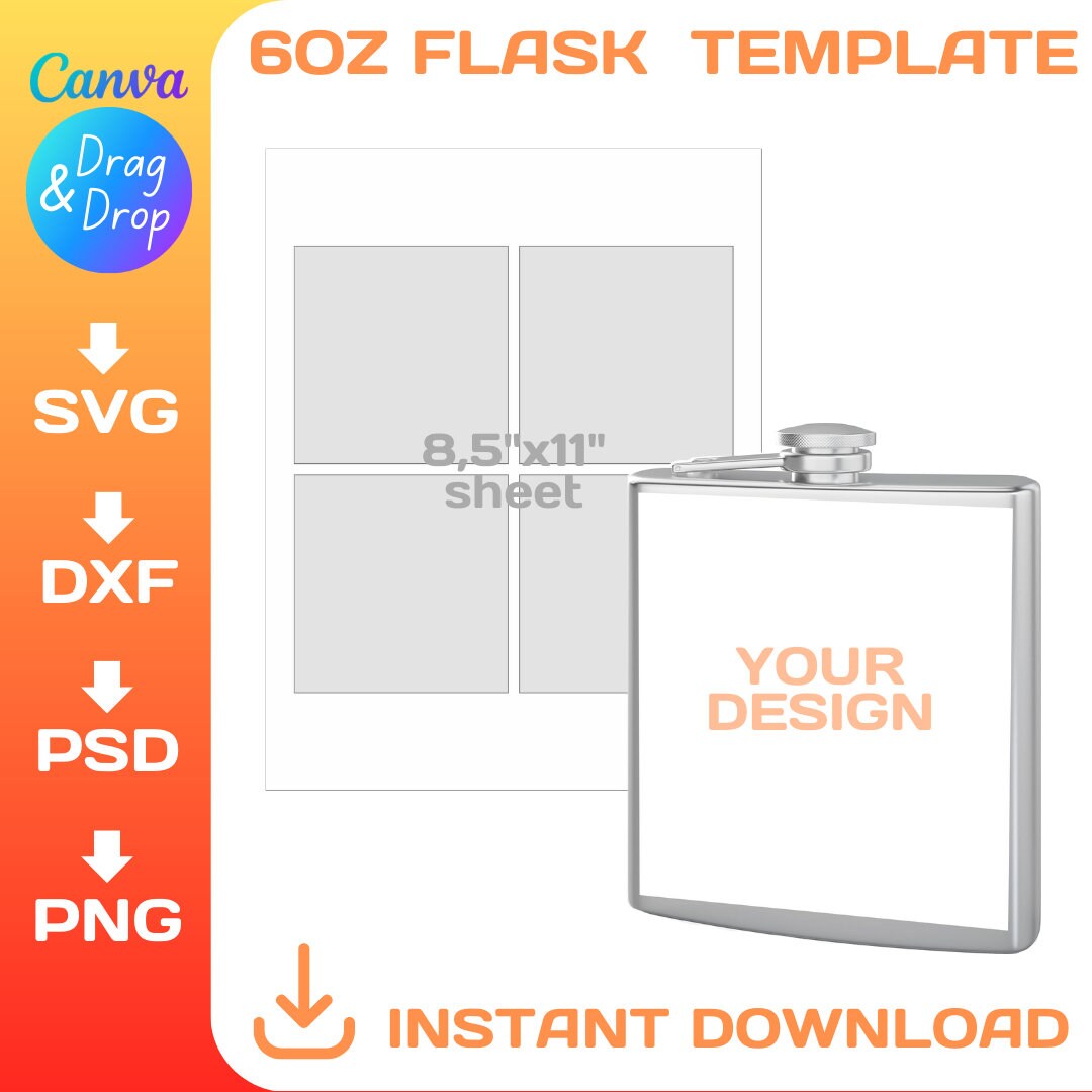 6oz Flask Label Blank Template for Sublimation, DIY, Svg, Png, Dxf ...