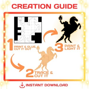 Headless Horseman Stencils Template, Halloween Silhouette Decor ...