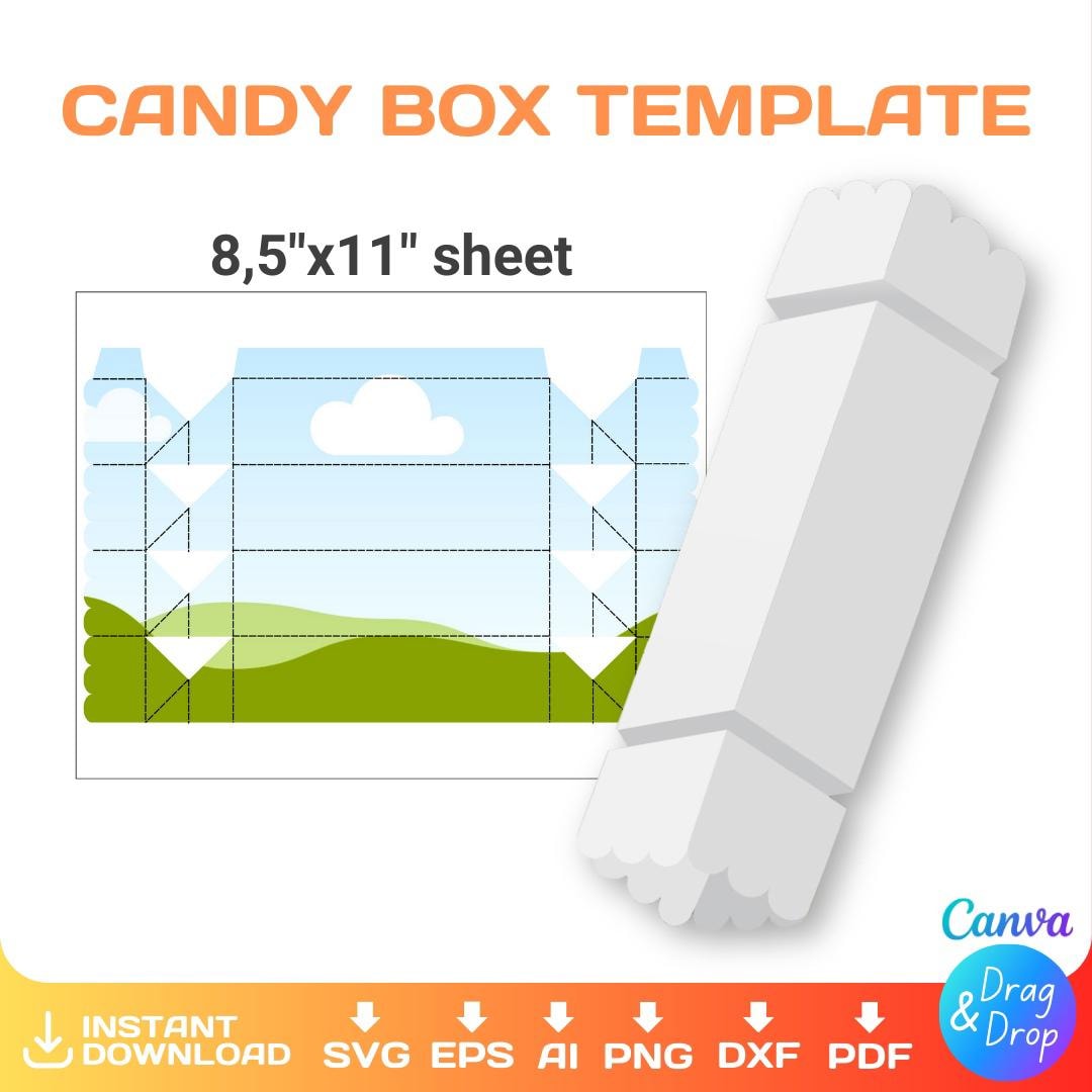 Candy Shape Box Template, DIY, Halloween Party Favor, Candy Gift Box ...