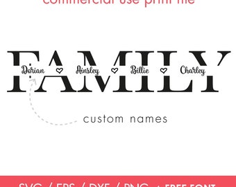Family Split Name Frame SVG: Custom Monogram, Laser Cut File (instant ...