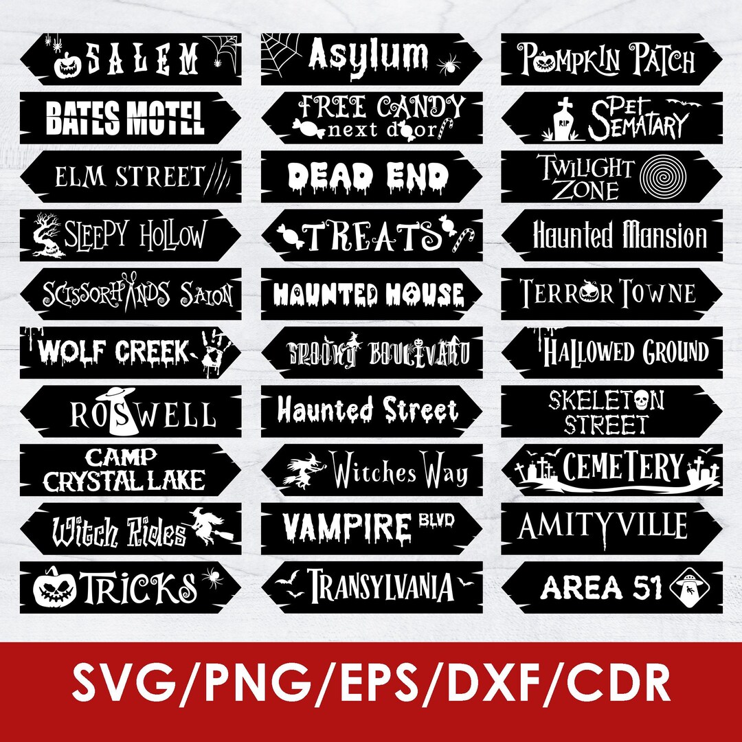 Spooky Halloween Direction Signs SVG Bundle (digital Download) - Etsy