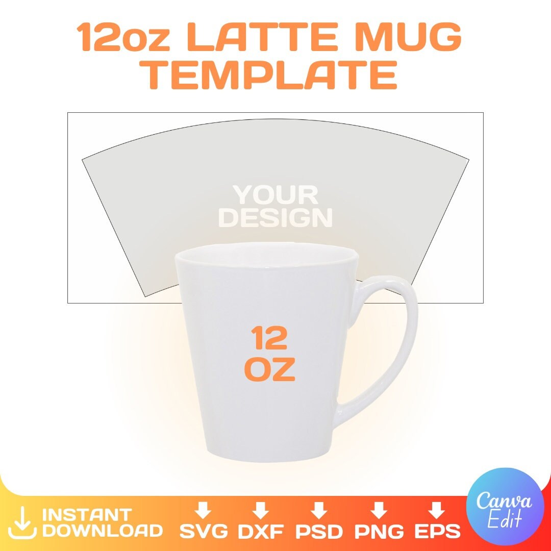 12oz Latte Mug BLANK Template for Sublimation BUNDLE Full - Etsy