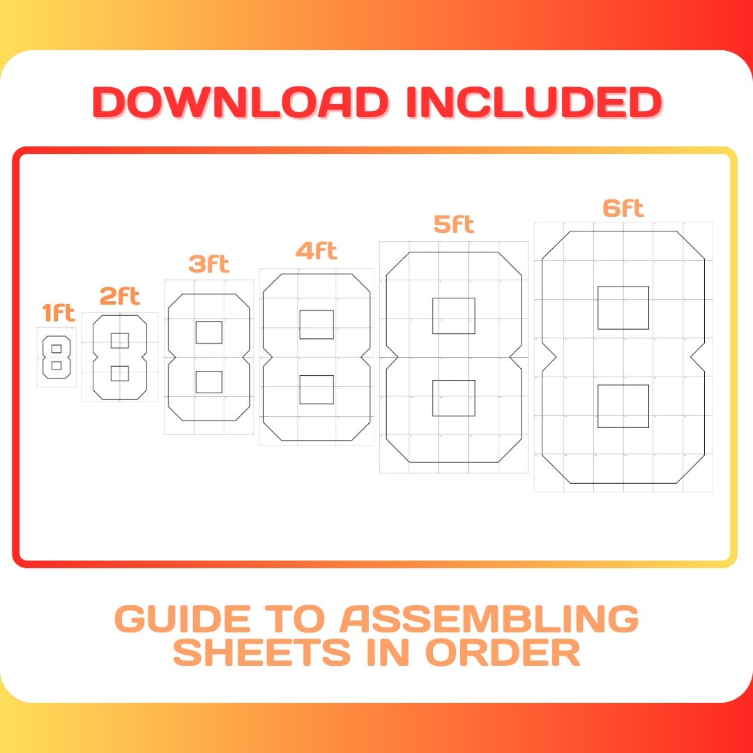 Mosaic Balloon Number Template: Square Frame, Cut & Trace (PDF) - Etsy