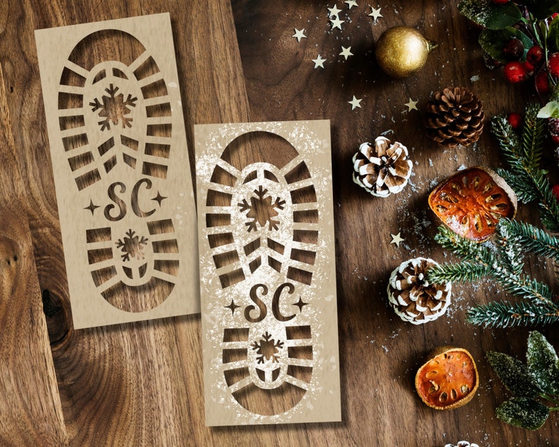Santa Footprint Svg, DIY, Santa Clause Footprint Stencil, Santa ...