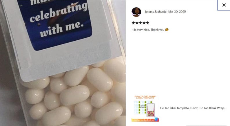 Tic Tac Label Template, 0.6oz, Tic Tac Blank Wrapper, Custom, Party ...