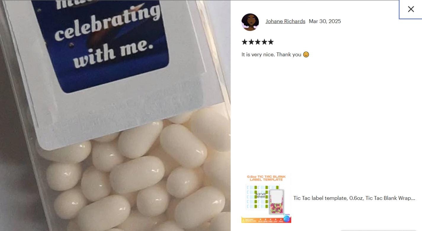 Tic Tac Label Template, 0.6oz, Tic Tac Blank Wrapper, Custom, Party ...