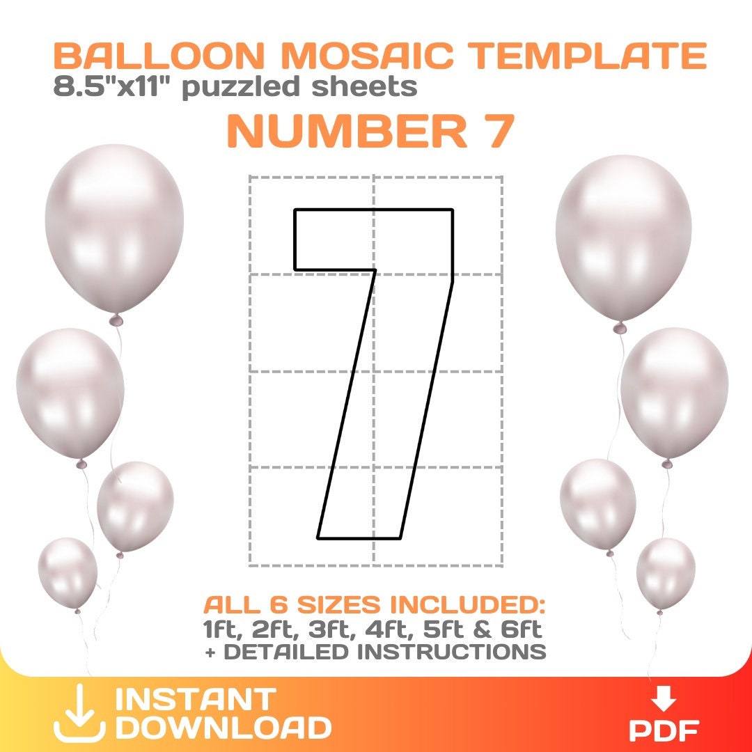 Number 7, Mosaic From Balloons, DIY, Giant, Seven Number Template ...