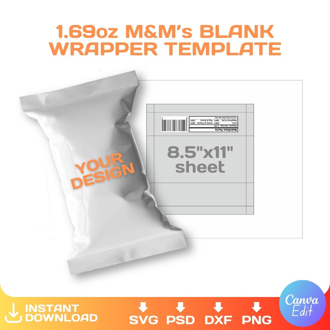 M&m's Wrapper Blank Template, Candy Wrapper, DIY, Party Favor, Svg, Png, Dxf, Editable, Cricut ...