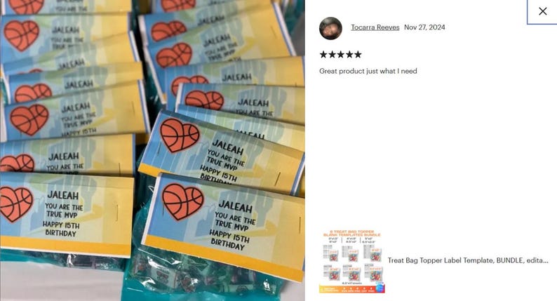 Treat Bag Topper Label Template, BUNDLE, Editable, Party Favor Label ...