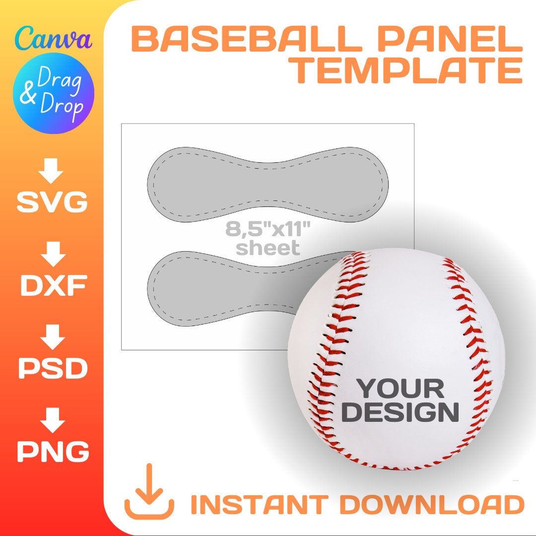 Baseball Panel Template, DIY Custom Ball Wrap, Baseball Leather Blank ...