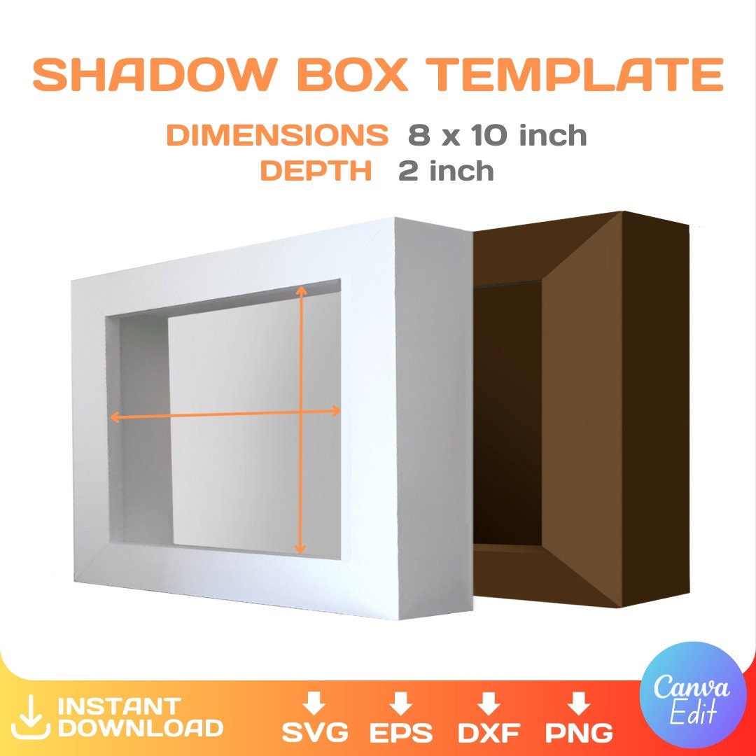 Rectangle Shadow Box Frame Blank Template, 8x10 Inches, DIY, Svg, Png ...