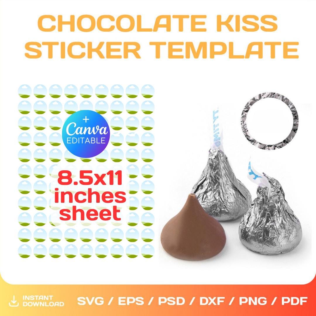 Kiss Sticker Blank Template, Editable, Mini Kiss Wrapper, Custom ...