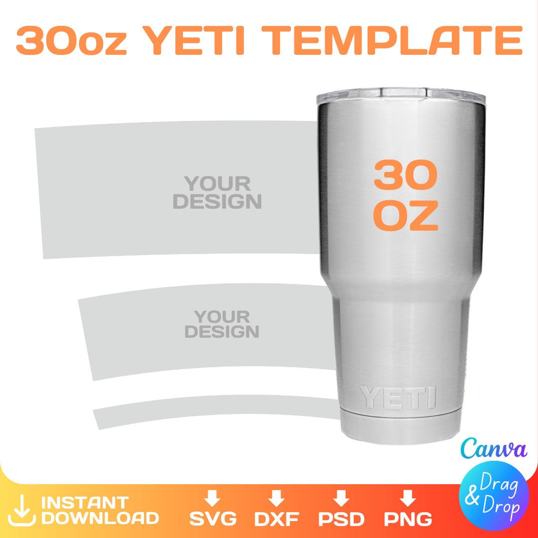 30oz Yeti Tumbler Blank Template for Sublimation, Full Wrap, Canva ...