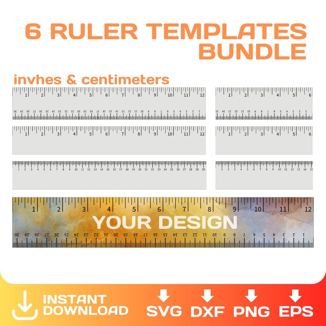 Ruler Svg, BUNDLE, Inches & Centimeters, Horizontal Ruler Markings ...