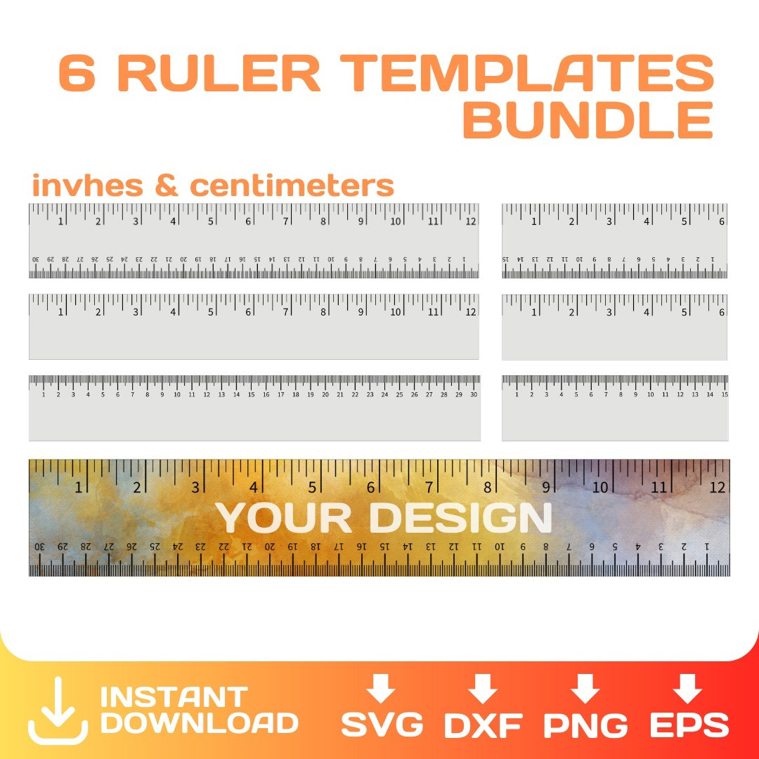 Horizontal Ruler Markings Svg Bundle, Cricut, Glowforge, Inches ...