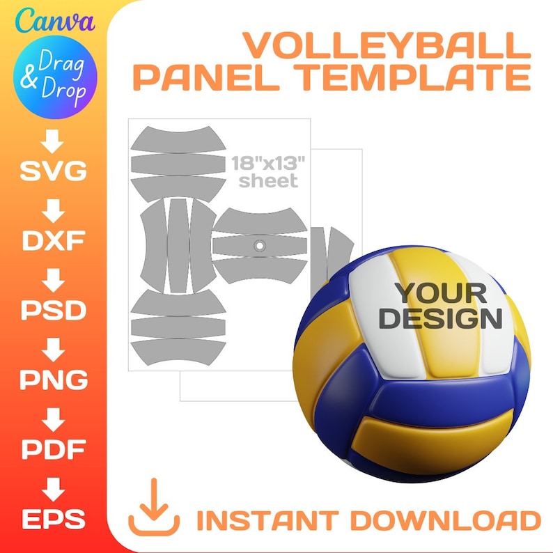 Volleyball Panel Template: Custom Ball Wrap, SVG, PNG, Cricut, Canva ...