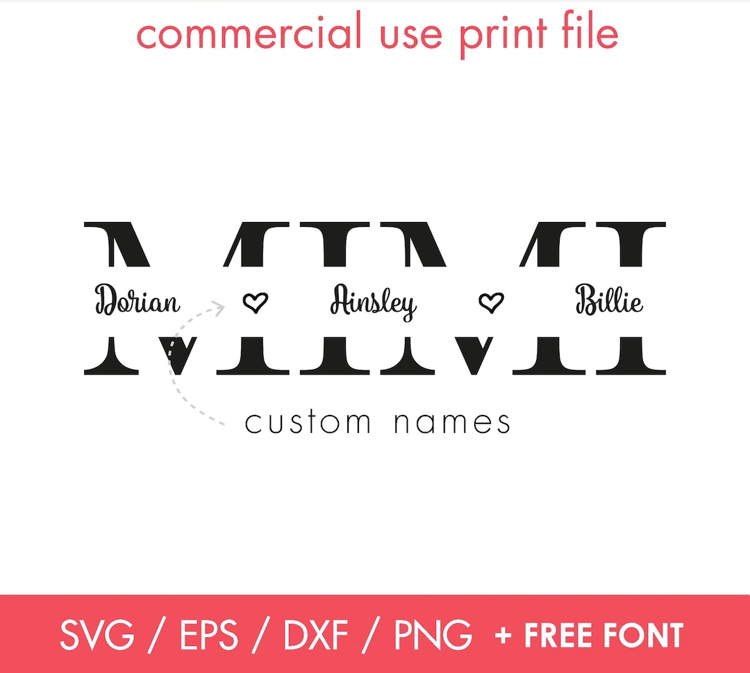 Editable, MIMI Split Name Frame Monogram, Custom, Grandmother T-shirt ...