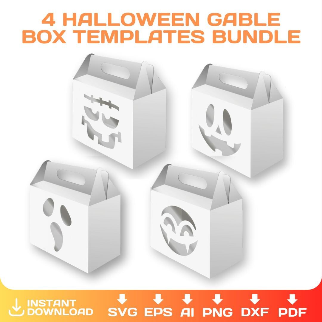 Halloween Gable Box Template, Bundle, Halloween Party Favor, Candy ...