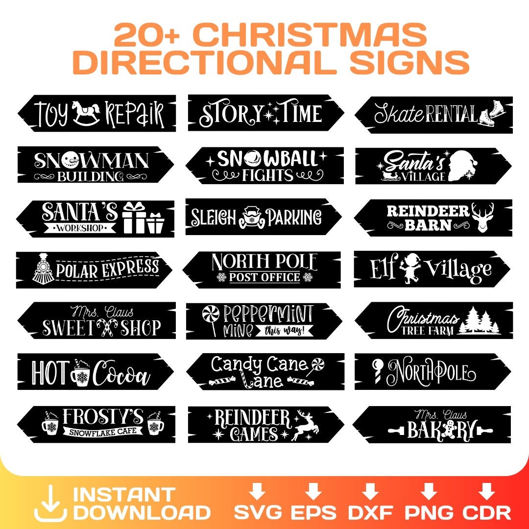 Christmas Direction SVG Post Sign, BUNDLE, Cut File, Cricut, Silhouette ...