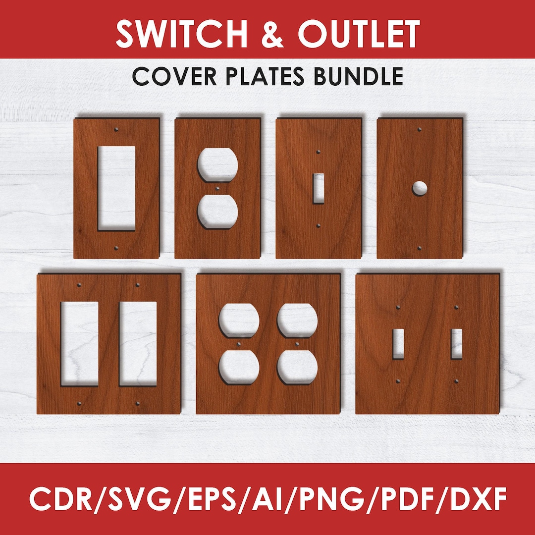 Light Switch Cover Plate & Outlet Cover Blank Templates Bundle, Light ...