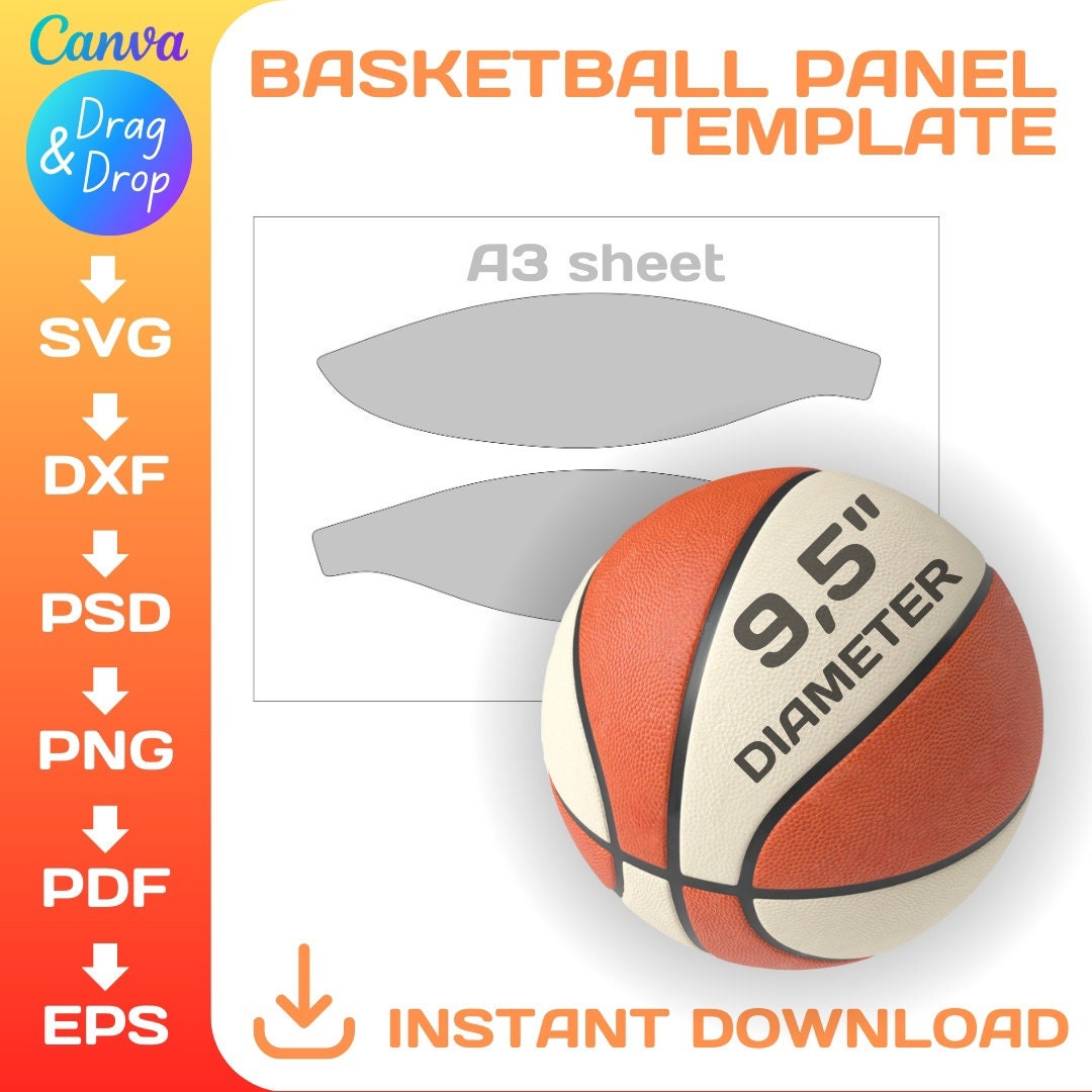 Basketball Panel Template, Custom Ball Wrap, DIY, Photo Basketball, Svg ...