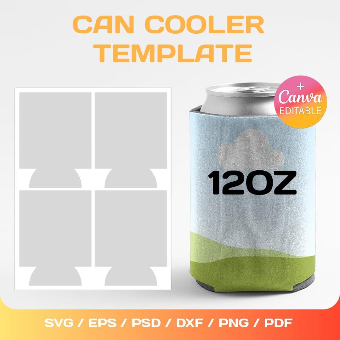 12oz Can Cooler Template: Sublimation Blank (SVG, PNG, Canva) - Etsy