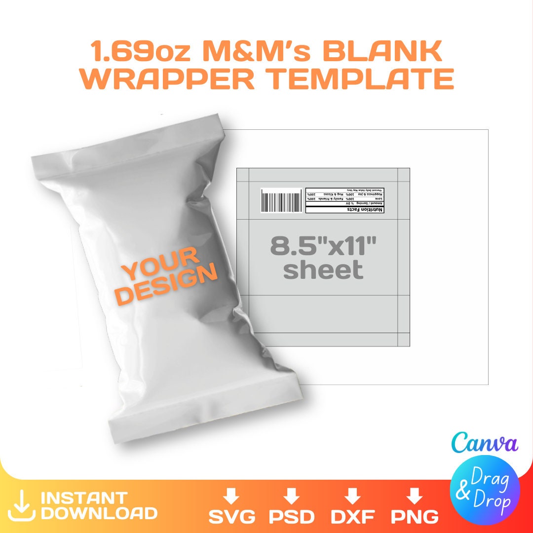 M&m's Wrapper Blank Template, Candy Wrapper, DIY, Party Favor, Svg, Png ...