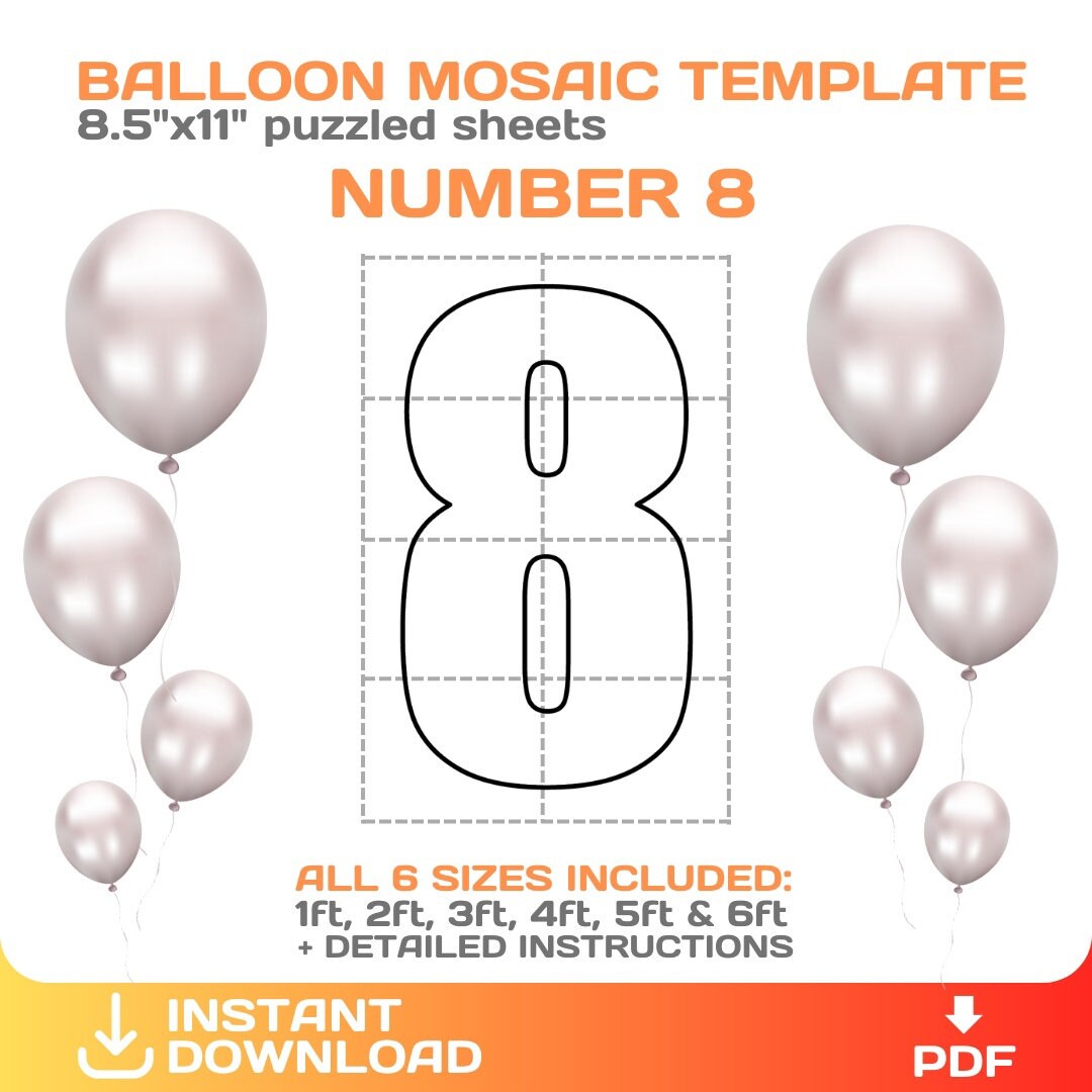 Number 8, Mosaic From Balloons, DIY, Giant, Eight Number Template ...