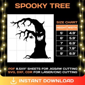 Spooky Tree Scene Silhouette Template, Halloween Stencils, Yard Outdoor ...