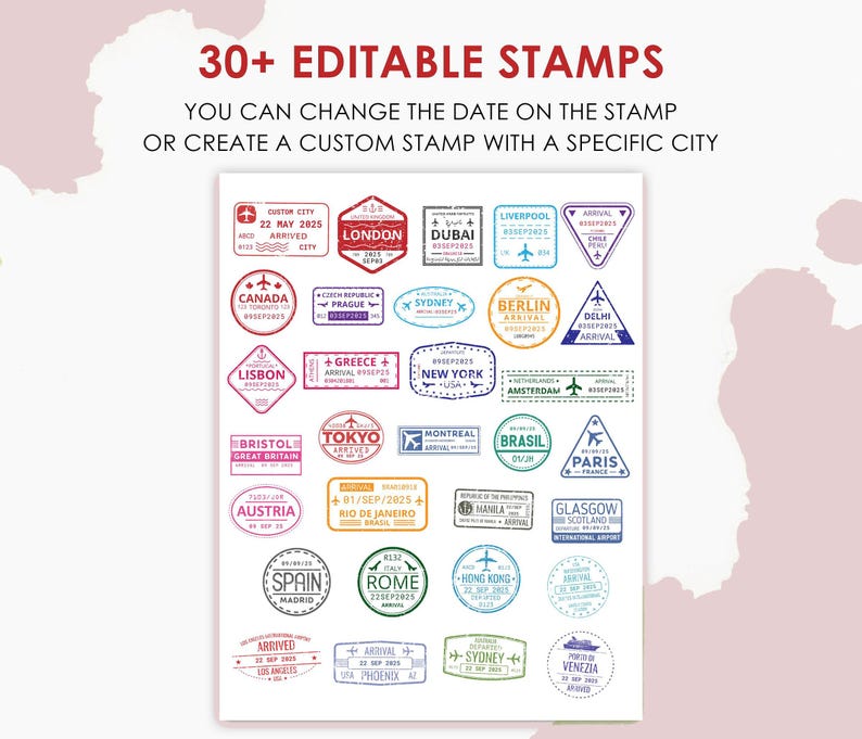 Kids Pretend Play Passport Bundle: Editable Travel Templates (canva ...