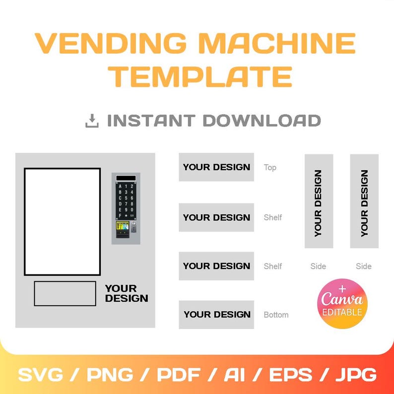 Vending Machine Template, 8x10, 12x16, 16x20, Editable, DIY, Vending ...