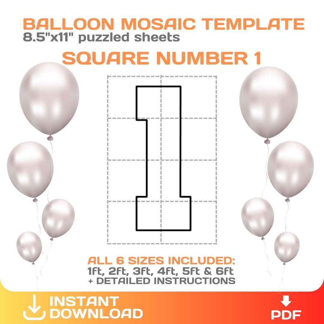 Square Number 1 Mosaic From Balloons, Marquee, One Number Template ...