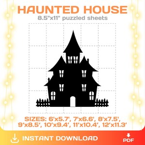 Haunted House Scene Silhouette Template, Halloween Stencils, Yard ...