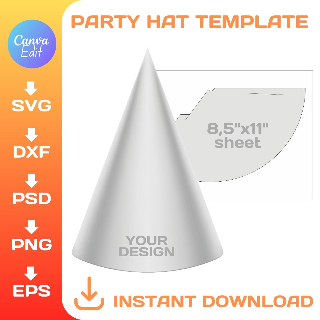 Party Hat Blank Template, Svg, Png, Dxf, DIY, Cricut, Canva, Silhouette ...