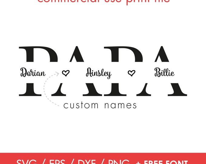 Editable, PAPA Split Name Frame, Monogram, Custom, Dad T-shirt Svg ...