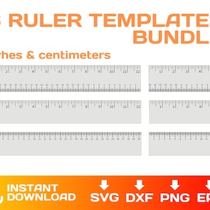 Ruler Svg, BUNDLE, Inches & Centimeters, Horizontal Ruler Markings ...