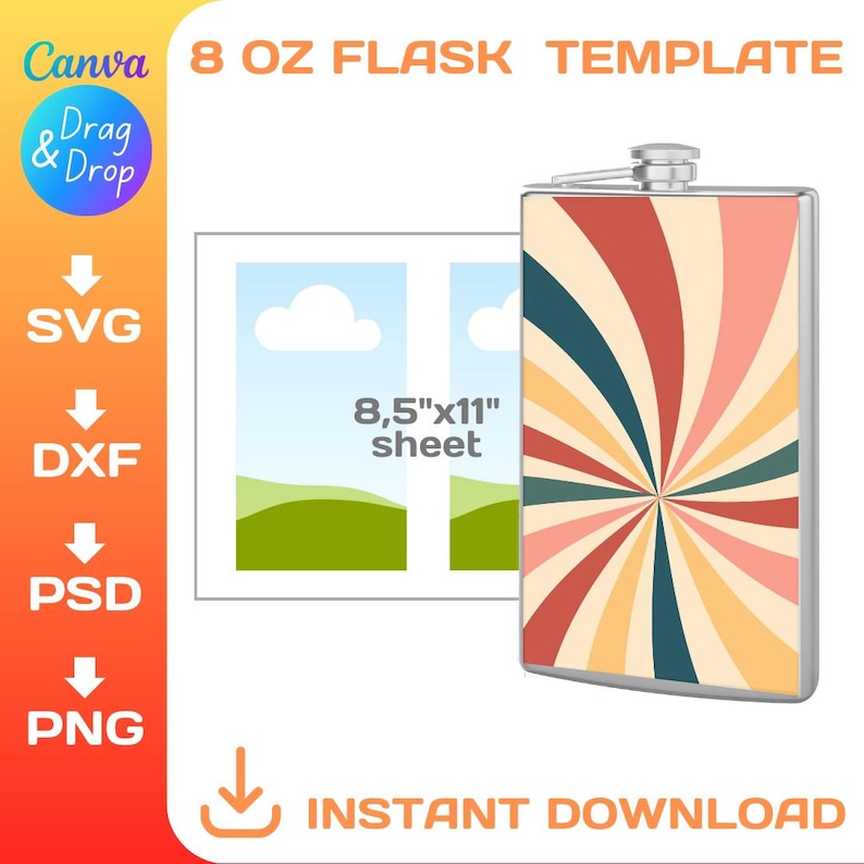 8 Oz Flask Label Blank Template for Sublimation, DIY, Svg, Png, Dxf ...